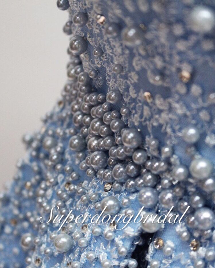 Pearls Embroidery V Neck Long Evening Dresses 2018,Luxury Pearls Party ...