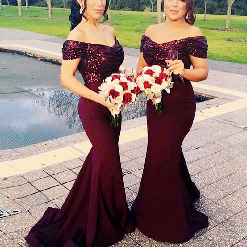 Off The Shoulder Sequins And Chiffon Sheath Prom Party Dress 2017 ...